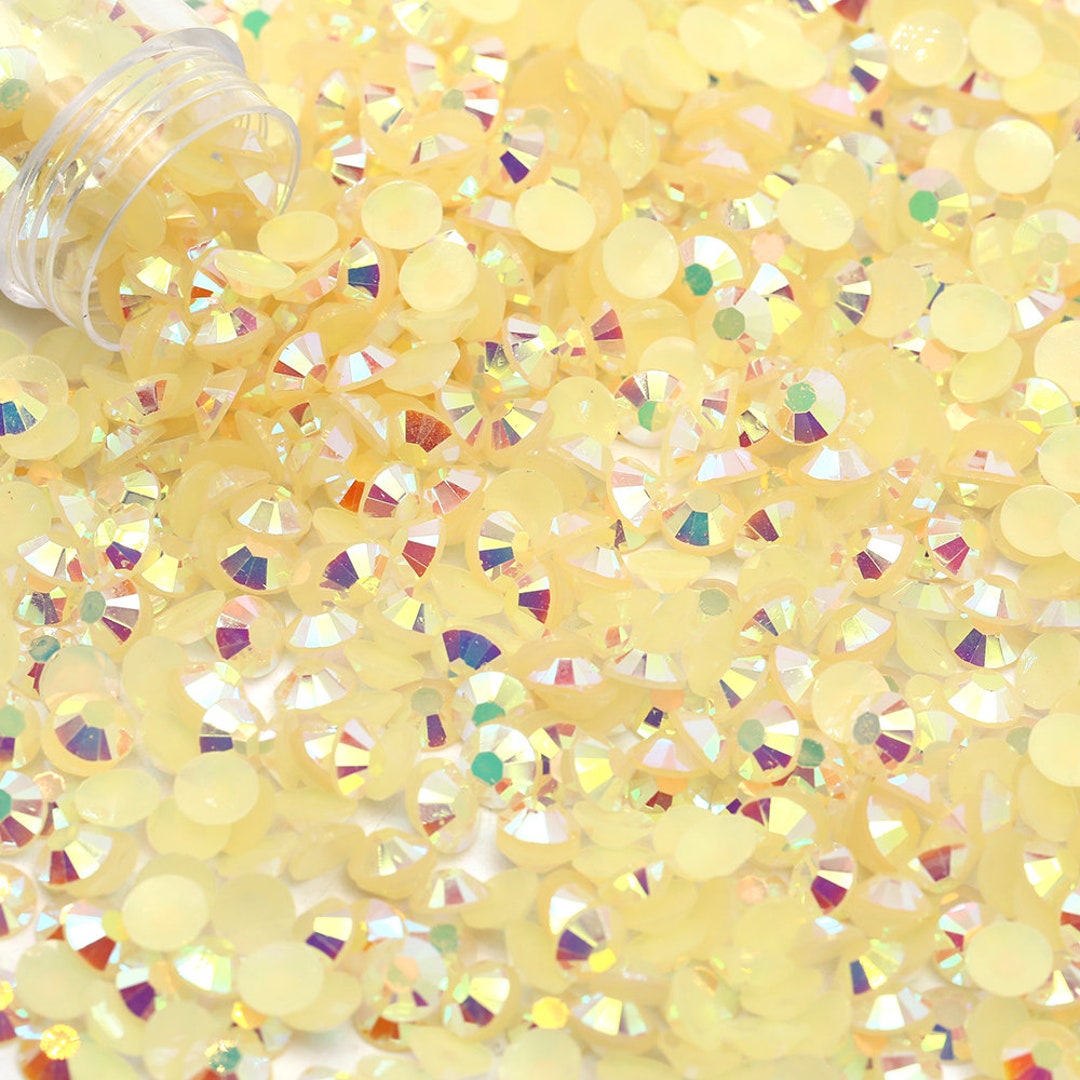 Cream AB Jelly Flatback Resin Rhinestones Pack of 1000, Choose Size 2mm ...
