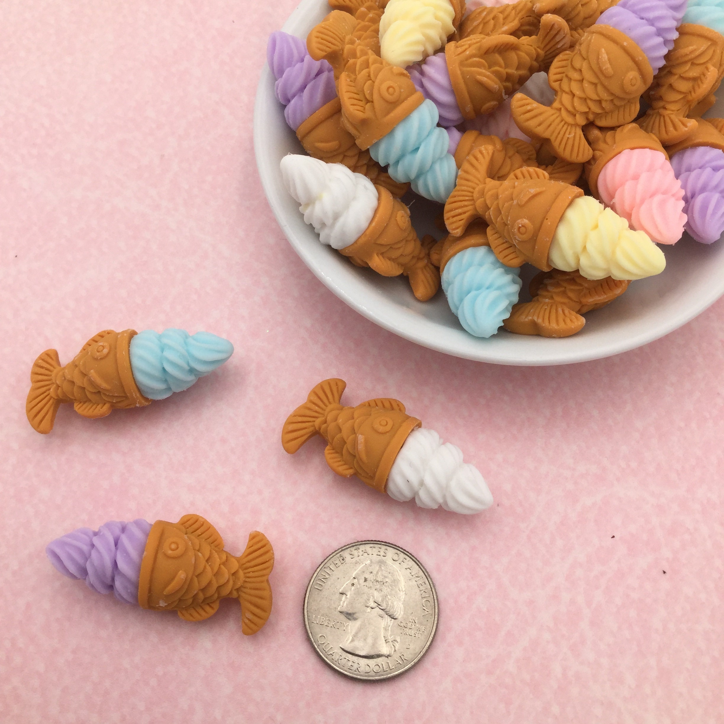 4 Large Taiyaki Goldfish Ice Cream Cabochons Kawaii Cracker - Etsy