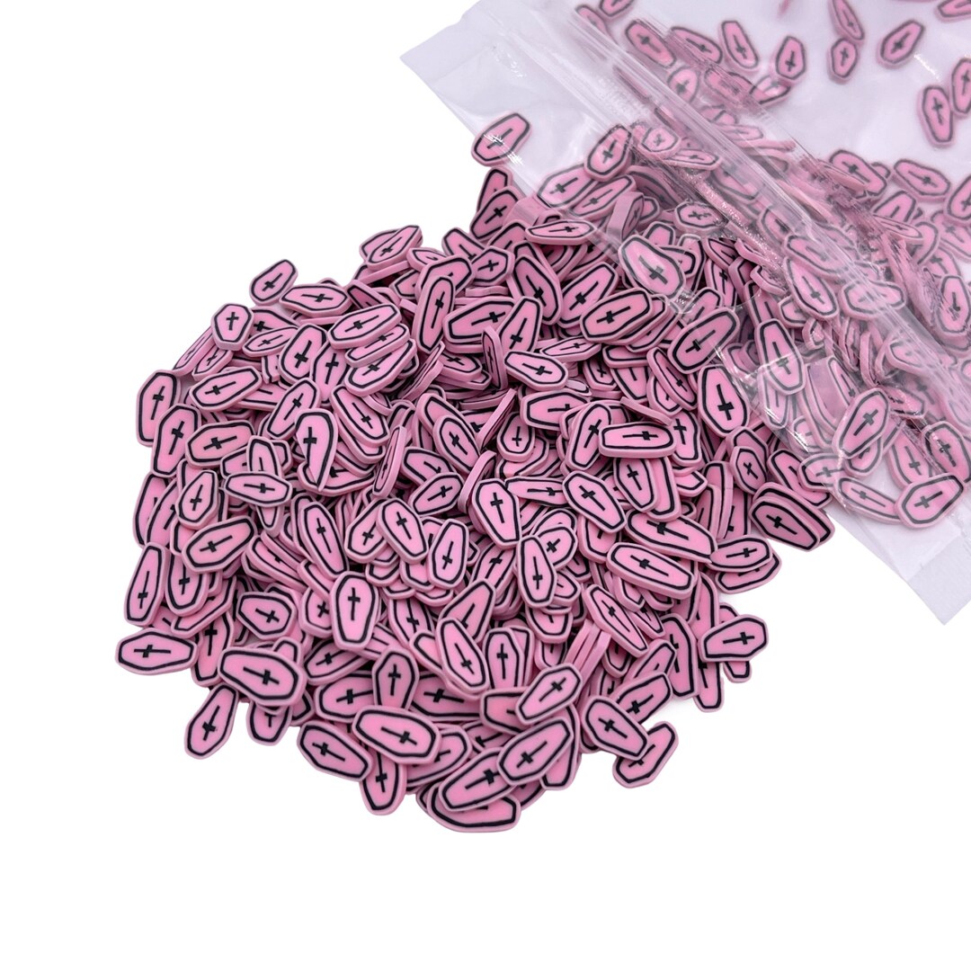 Pink Coffin Polymer Clays, Halloween Polymer Clay Slices, Fake Sprinkles, Clay Slices for Nail ...