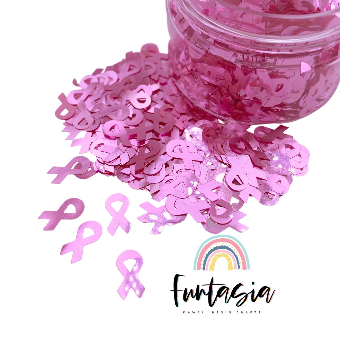 PINK RIBBON Shape Loose Glitter Breast Cancer Awareness | Etsy