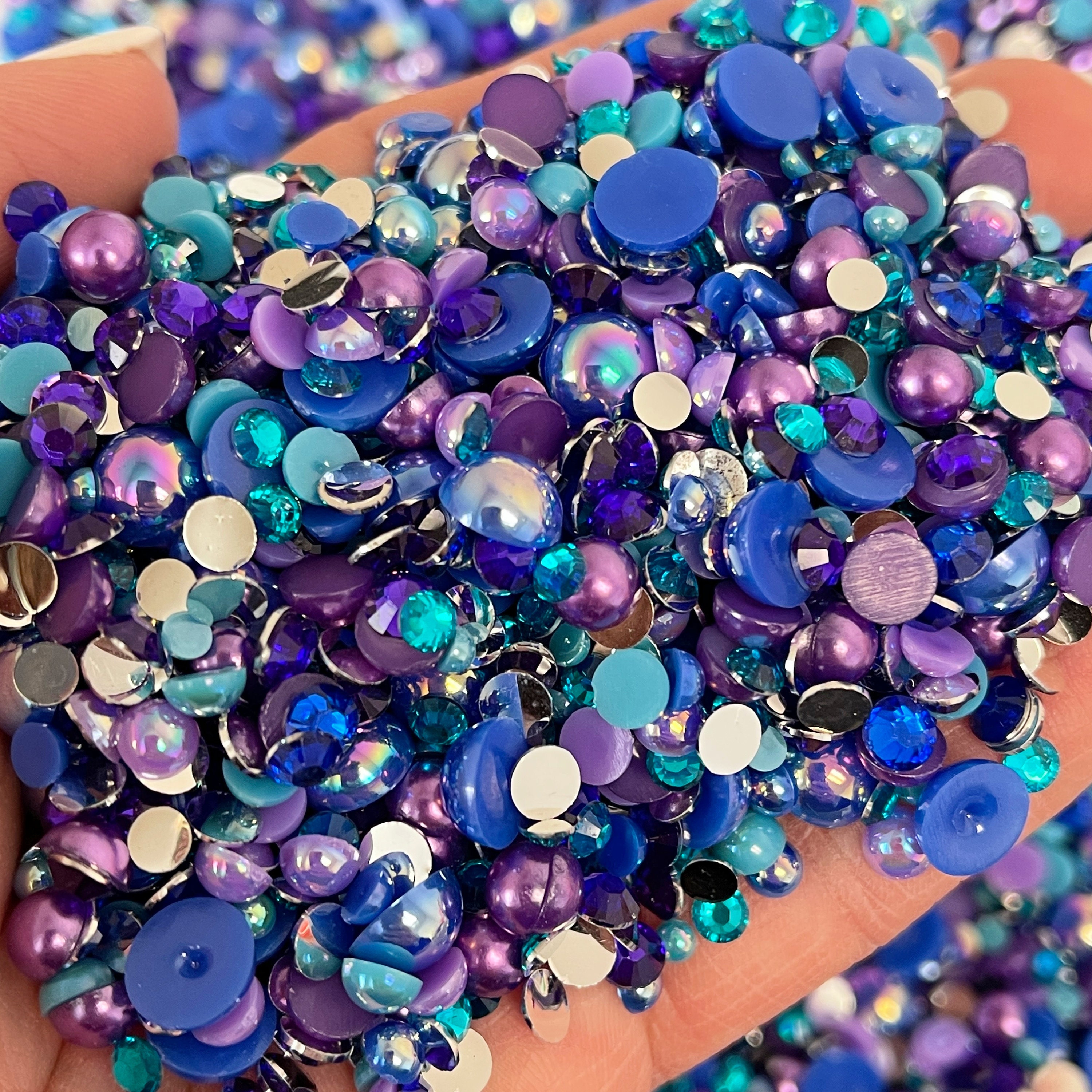 Peacock Pearl Mix Flatback Pearls and Rhinestone Mix Sizes - Etsy