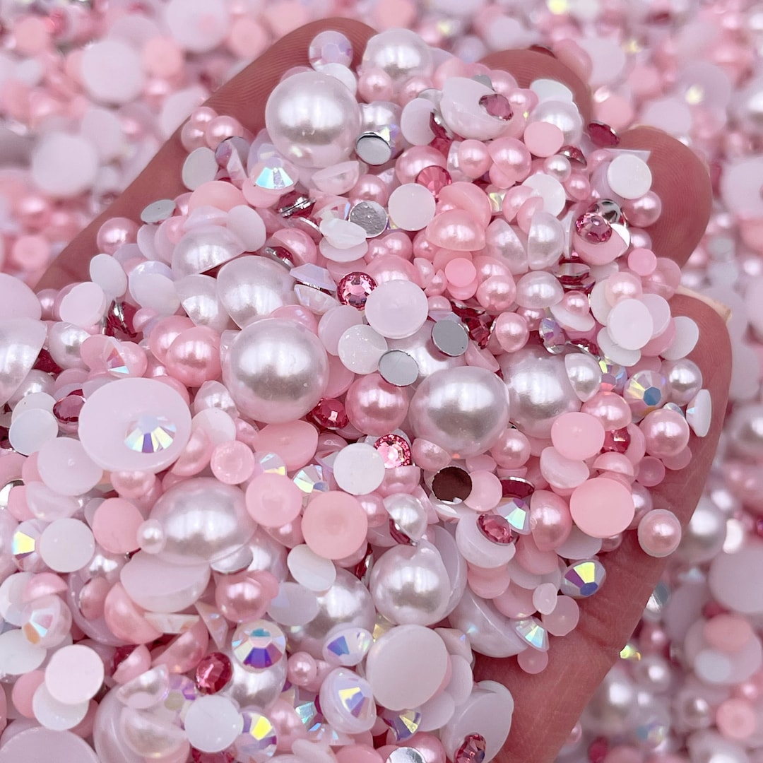 Strawberry Milkshake Pearl Mix, Flatback Pearls and Rhinestone Mix ...