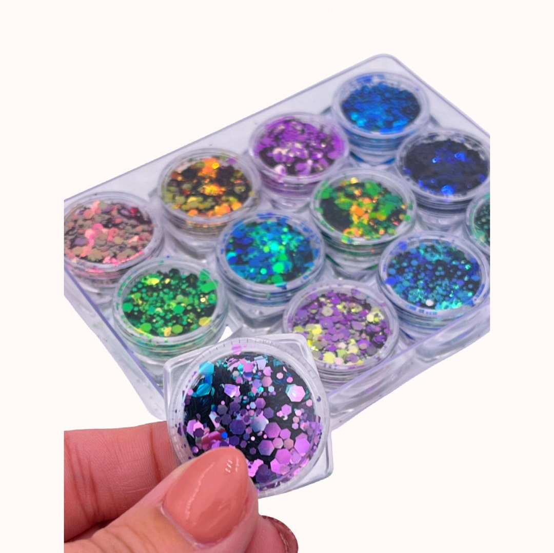 Color Changing Glitter Sampler, Solvent Resistant, Mixed Size Chunky ...