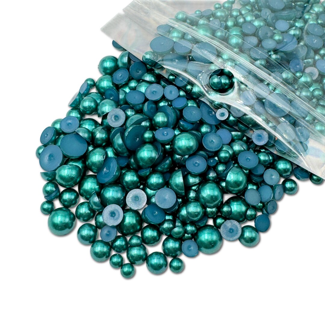 Emerald Green Mixed Sizes Flatback Pearl 1000 Pieces, Sizes Range 3MM ...
