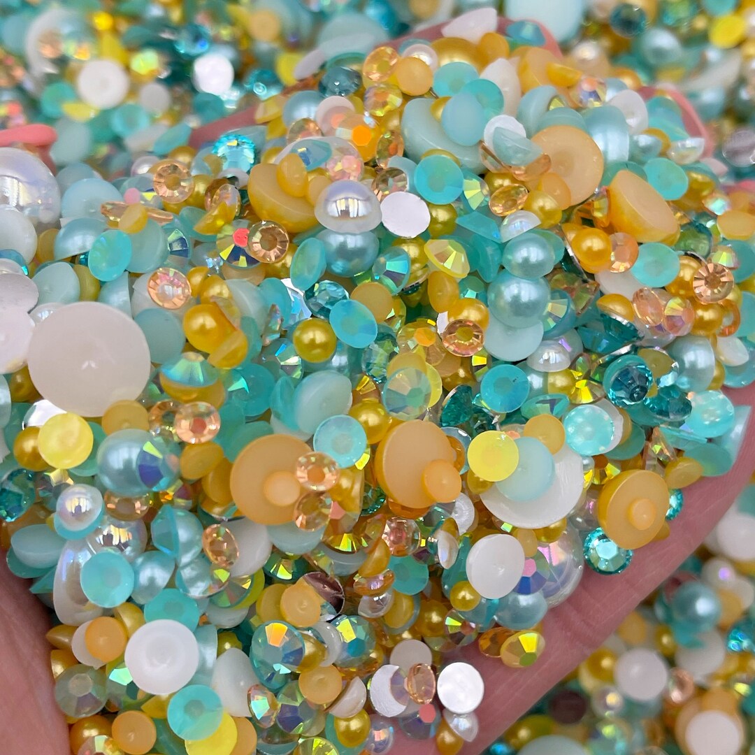 Caribbean Sunset Pearl Mix, Flatback Pearls and Rhinestone Mix, Sizes ...