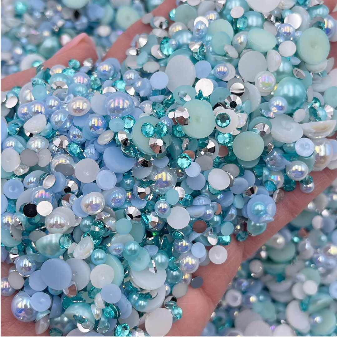 Ice Princess Pearl Mix, Flatback Pearls and Rhinestone Mix, Sizes Range ...