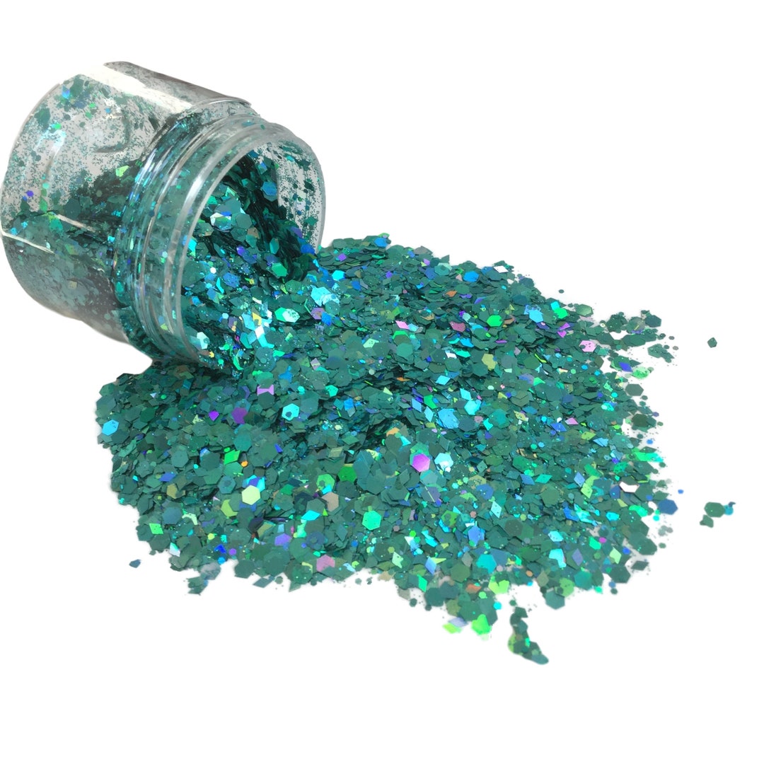 Teal Blue Holographic Chunky Glitter Mix, Loose Glitter, Polyester ...