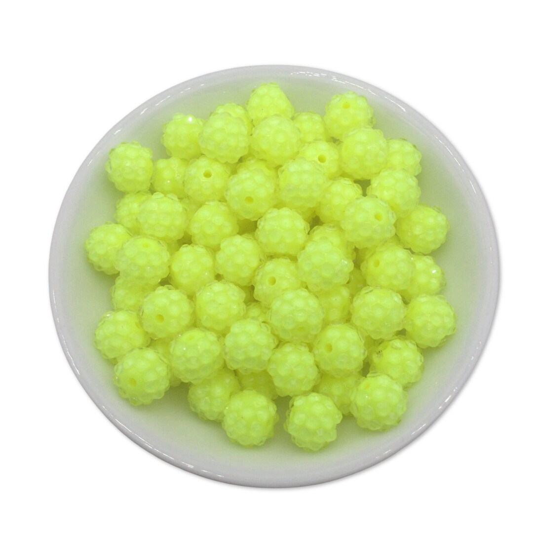 12mm Neon Yellow Rhinestone Beads Pack of 10 Resin - Etsy