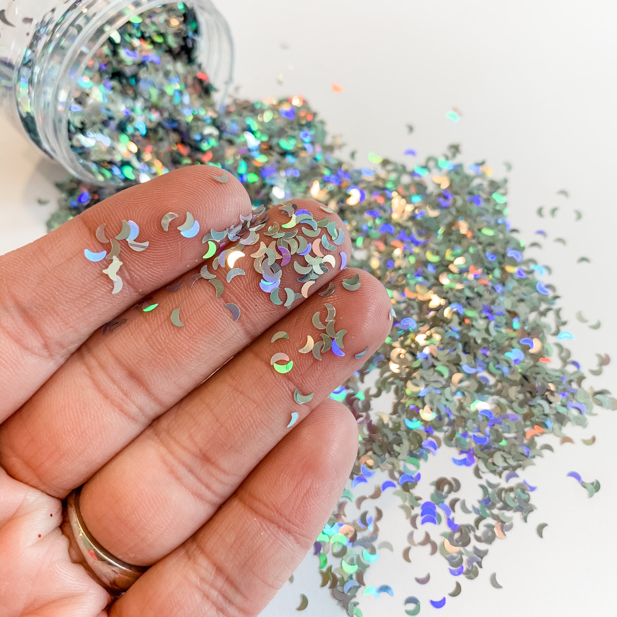 SILVER MOON Shape Loose Glitter Shape Glitter Polyester | Etsy