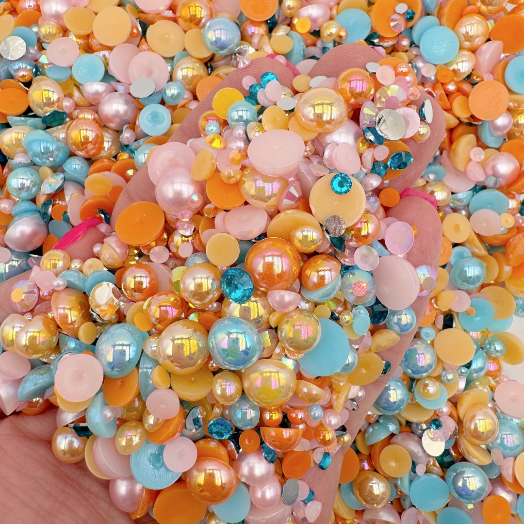 Sunjoy Mixed Sizes Pearl Mix, Flatback Pearls and Rhinestone Mix, AB ...