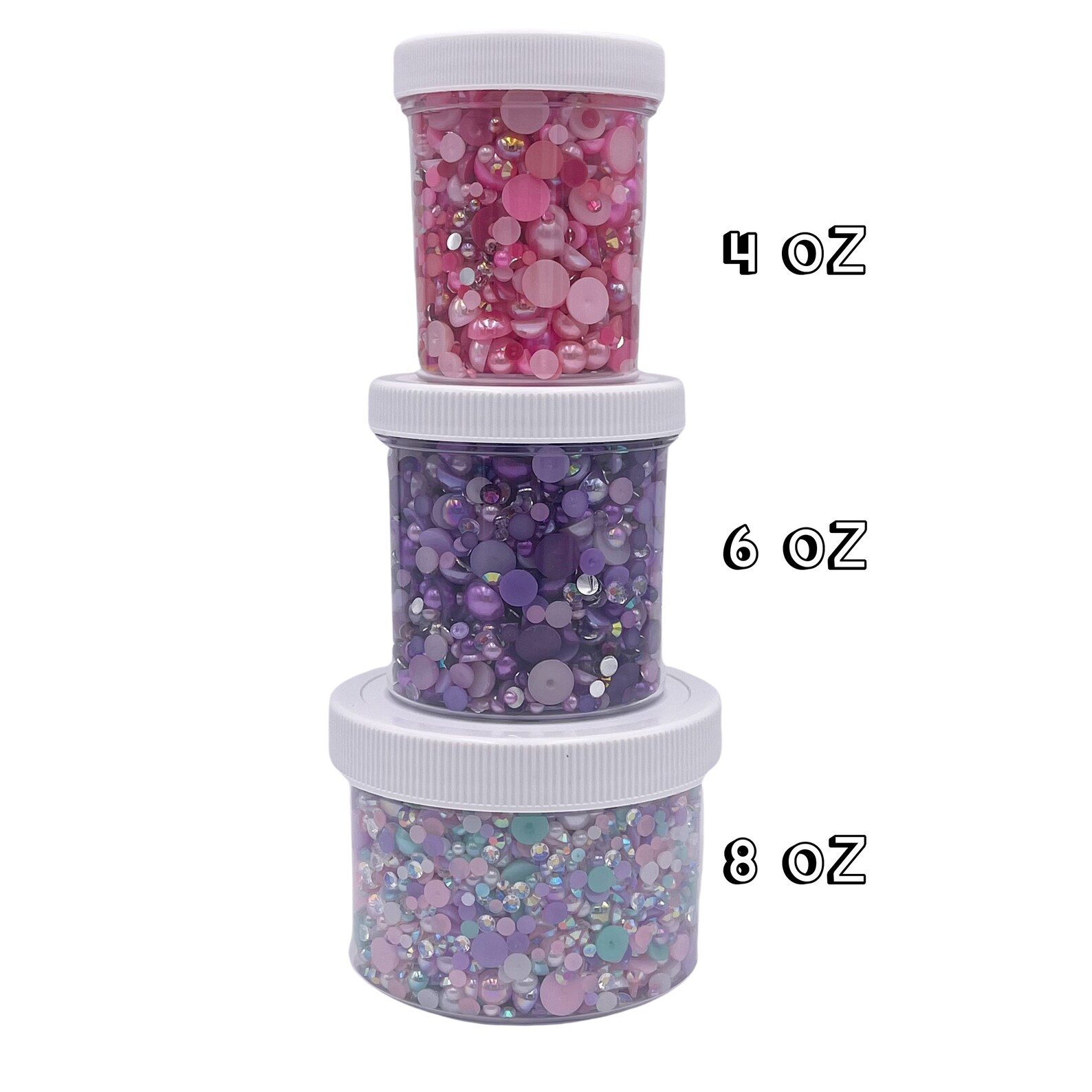 Bulk Pearl Mix Jars, Flatback Pearl and Rhinestones Mixes in 6oz or 8oz ...