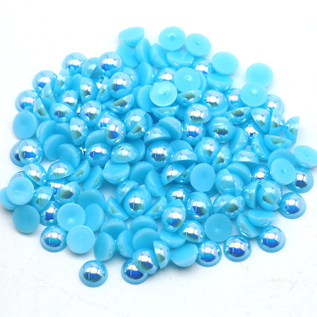 Lt Aqua Blue AB Flat Back Pearls, Choose Size, 3mm, 4mm, 5mm, 6mm, 8mm ...
