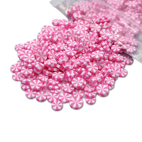 Pink Peppermint Polymer Clay Slices Fake Sprinkles Deco | Etsy
