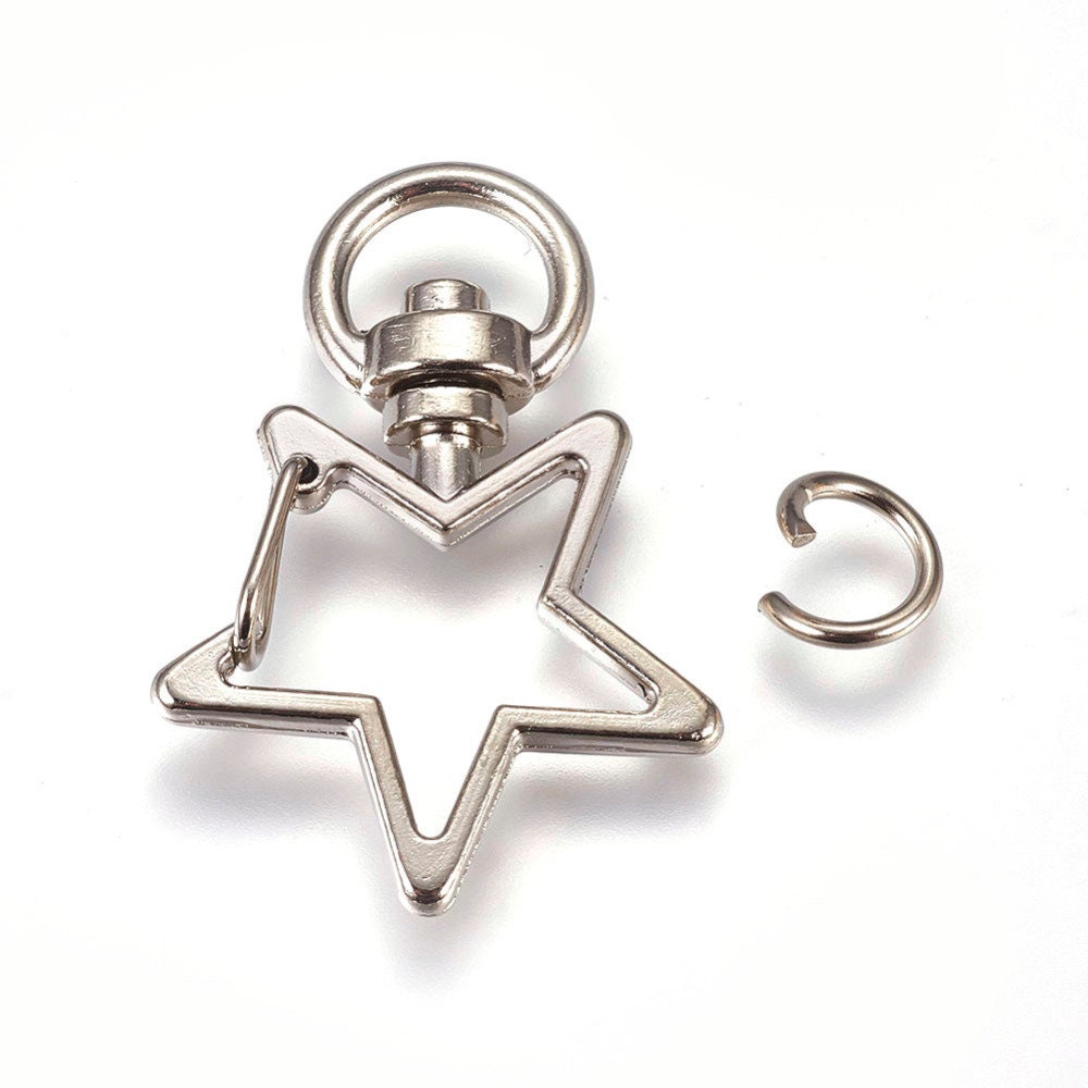 5 Silver Plated Star Clasp Key Chain Ring - Etsy