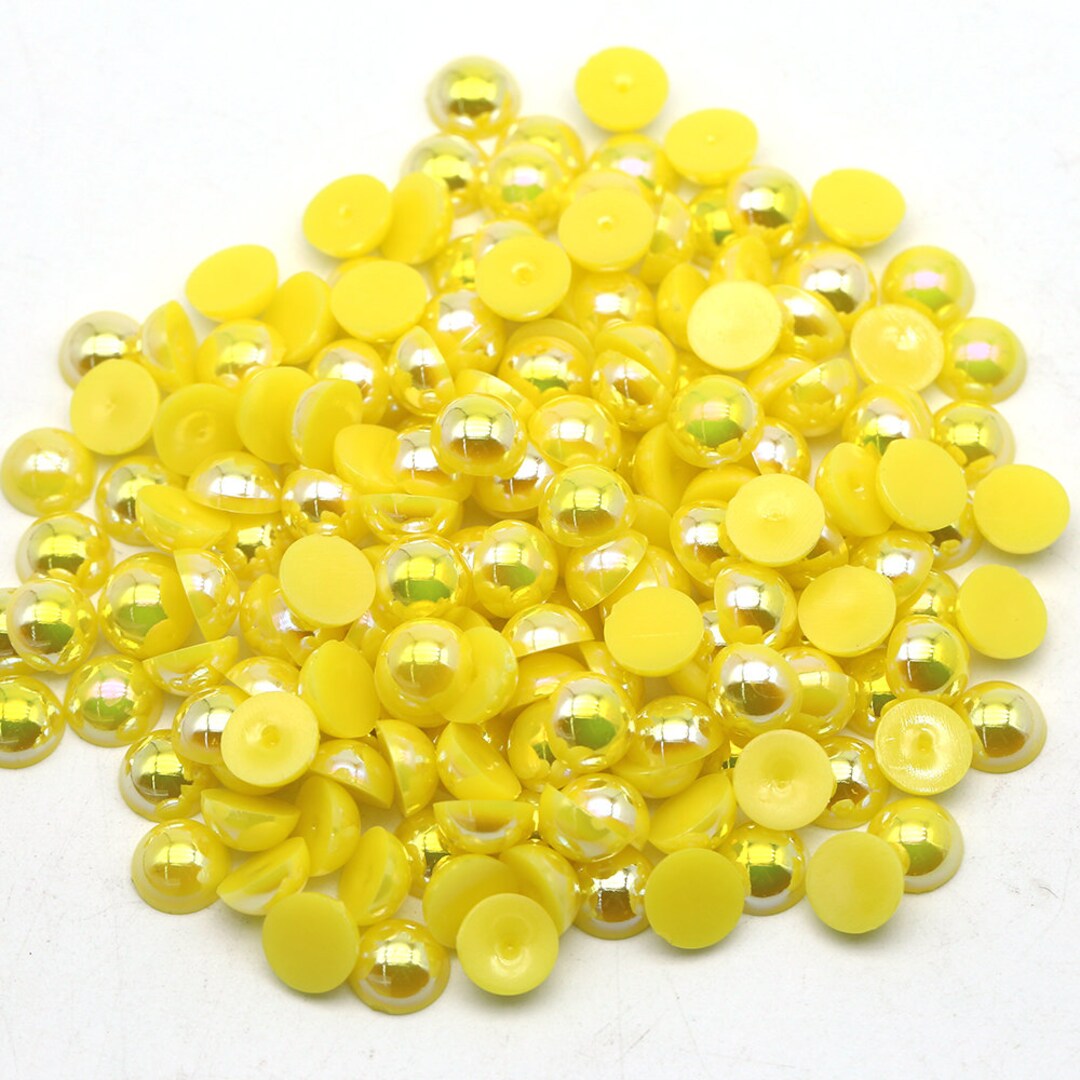 Yellow AB Flat Back Pearls, Choose Size, 3mm, 4mm, 5mm, 6mm, 8mm or ...