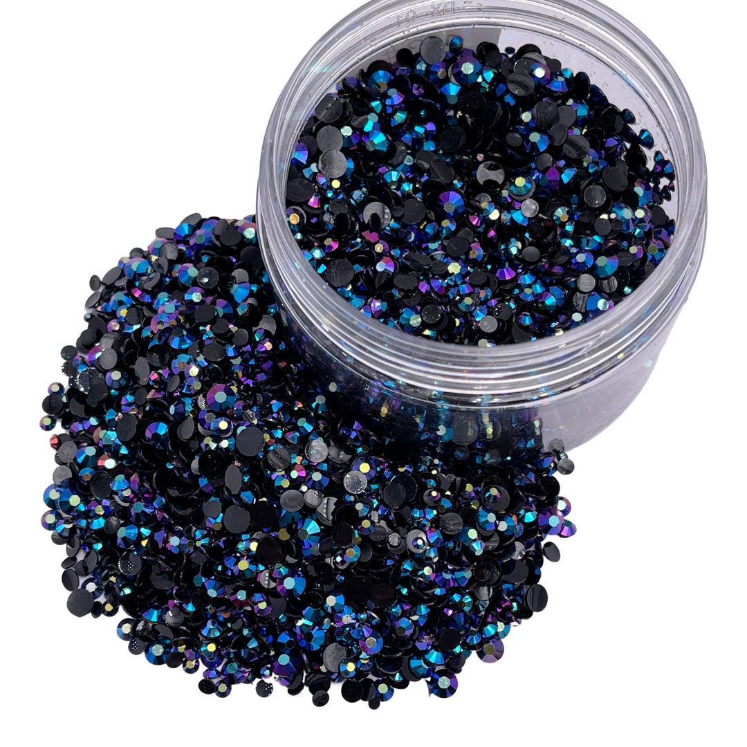 Plated Purple AB Mixed Size Jelly Resin Rhinestone 4oz Jar, Mixed Sized ...