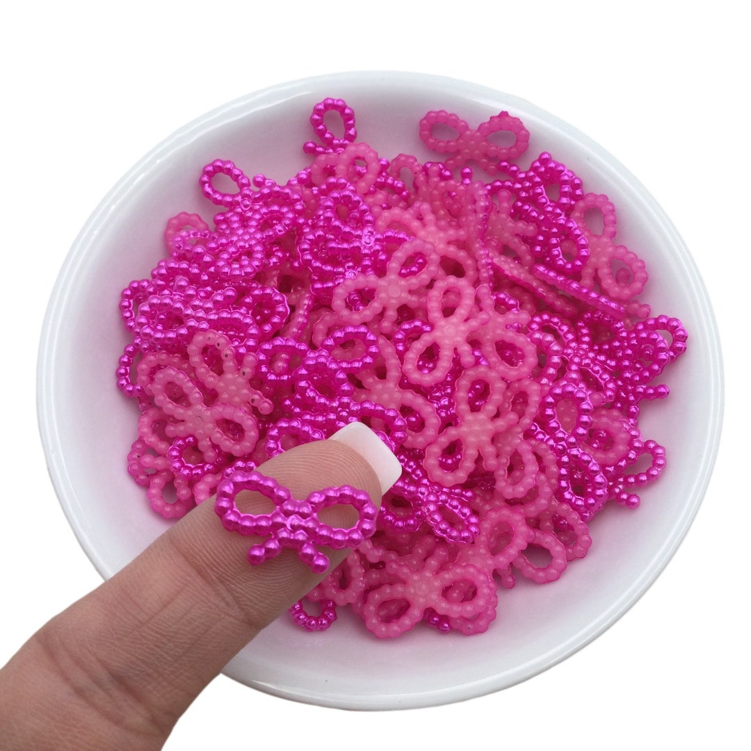 20 Hot Pink Pearlized Open Bow Know Cabochons Cabochon, Kawaii Cabochon ...