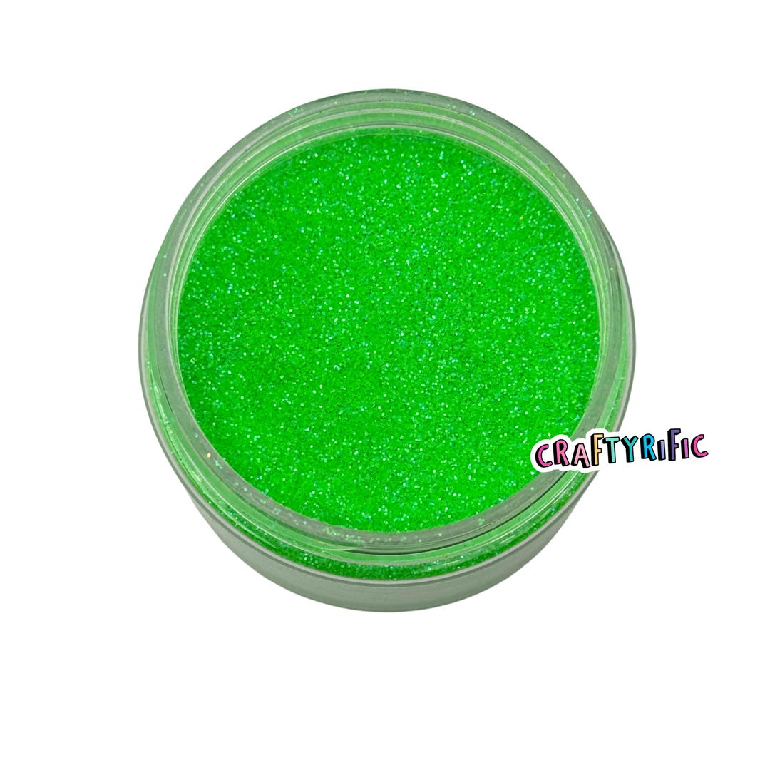Neon Green Iridescent Ultra Fine Glitter, Polyester Glitter, Solvent ...