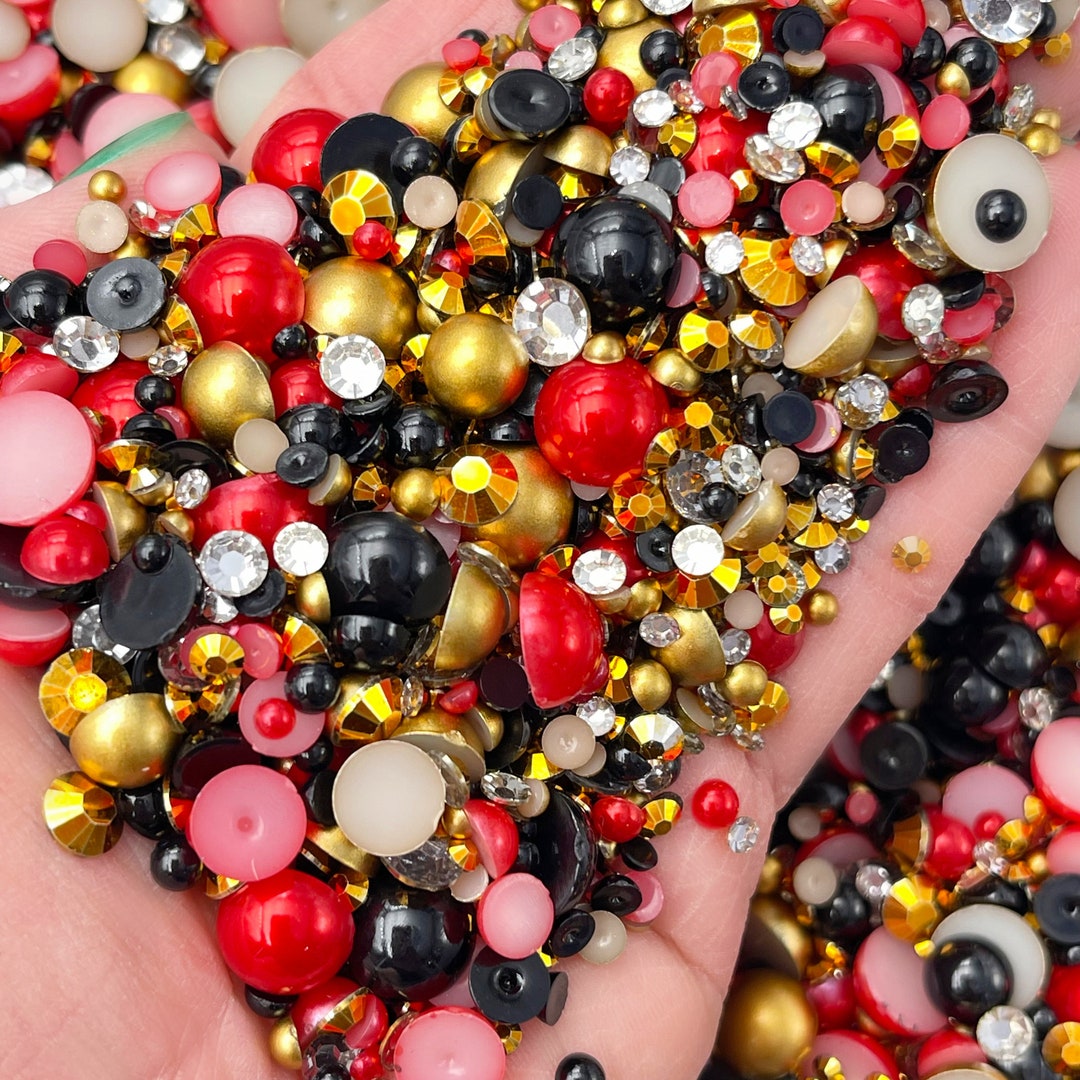 Santa's Belt Pearl Mix, Flatback Pearls and Rhinestone Mix, Sizes Range ...