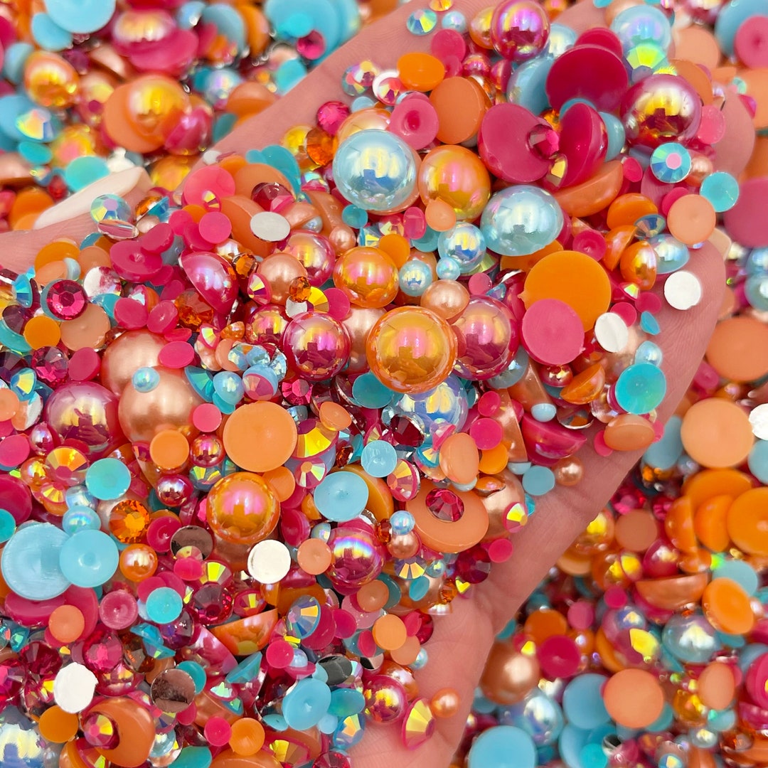 Sunkissed Pearl Mix, Flatback Pearls and Rhinestone Mix, Sizes Range ...