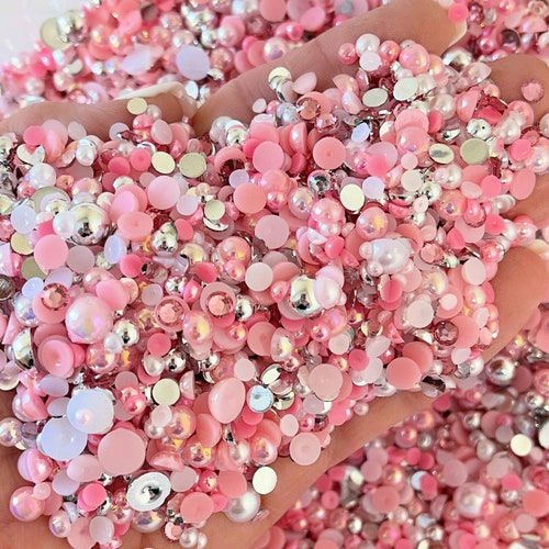 Pretty in Pink Pearl Mix Flatback Pearls and Rhinestone Mix - Etsy