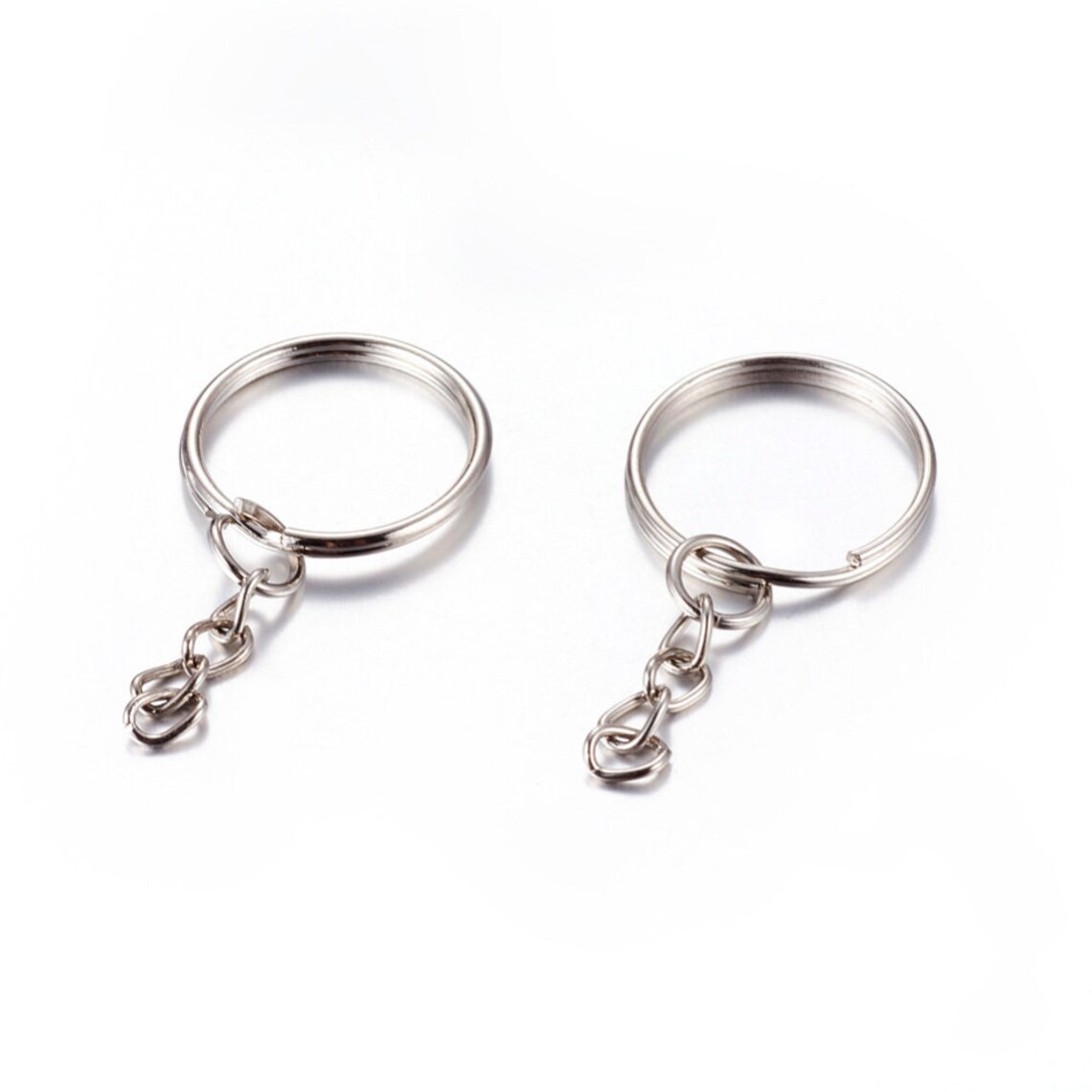 20 Silver Keychain Ring With Chain Iron Key Clasps Keycahin - Etsy