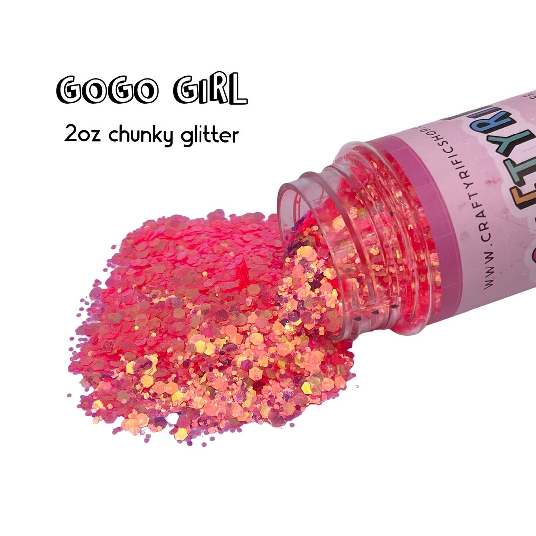 Gogo Girl Chunky Glitter Mix 2oz Bottle, Pink Chunky Glitter, Polyester ...