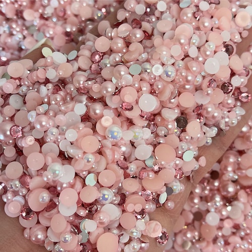 Pretty in Pink Pearl Mix Flatback Pearls and Rhinestone Mix - Etsy