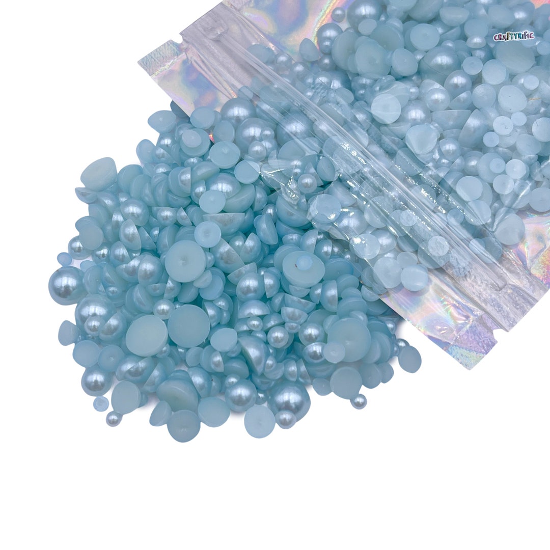 Baby Blue Mixed Sizes Flatback Pearl 1000 Pieces, Sizes Range 3MM-8MM ...