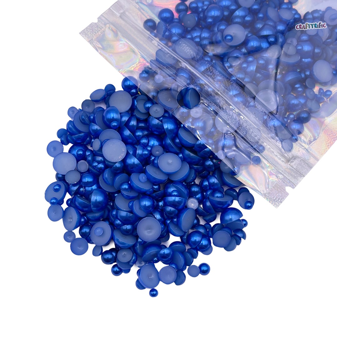 Royal Blue Mixed Sizes Flatback Pearl 1000 Pieces, Sizes Range 3MM-10MM ...