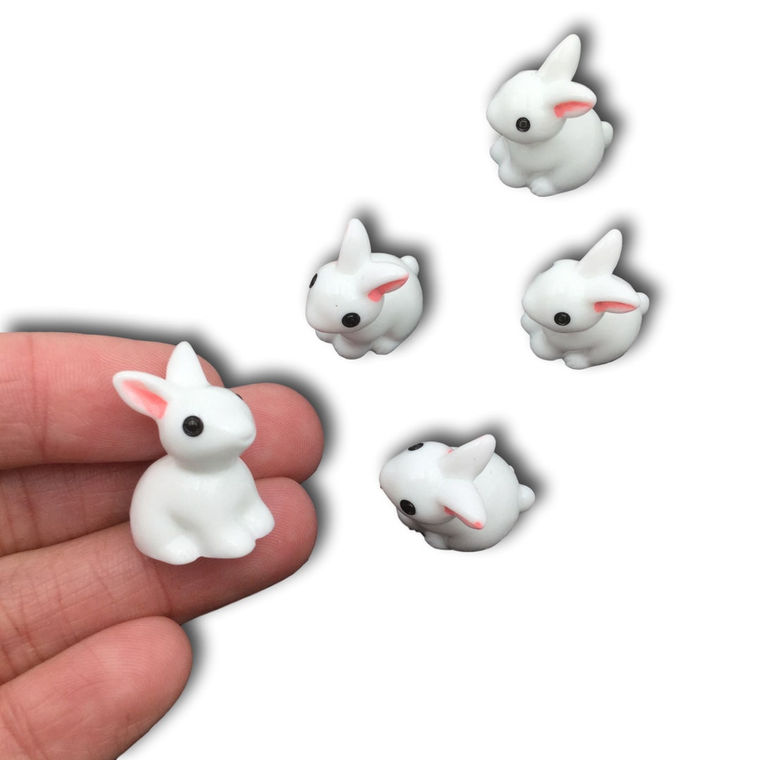 2 Miniature White Rabbit Resin Cabochon - Etsy