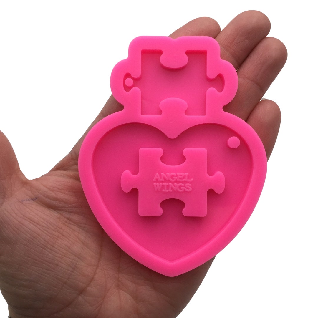 Large Heart With Puzzle Resin Mold, Shiny Mold, Silicone Molds for ...