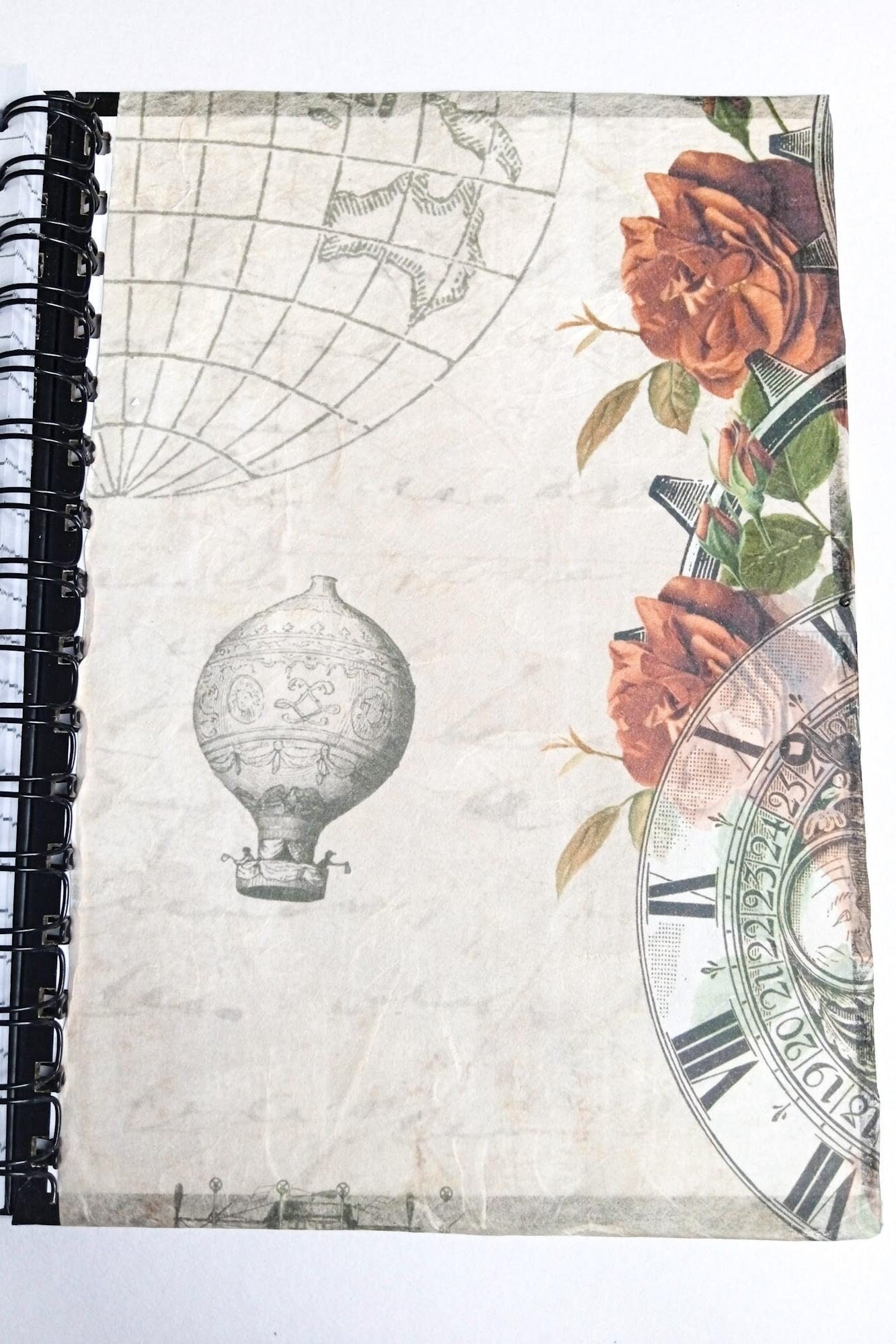Delicate Vintage Style Notebook, With Horses, Hot Air Balloons, and ...