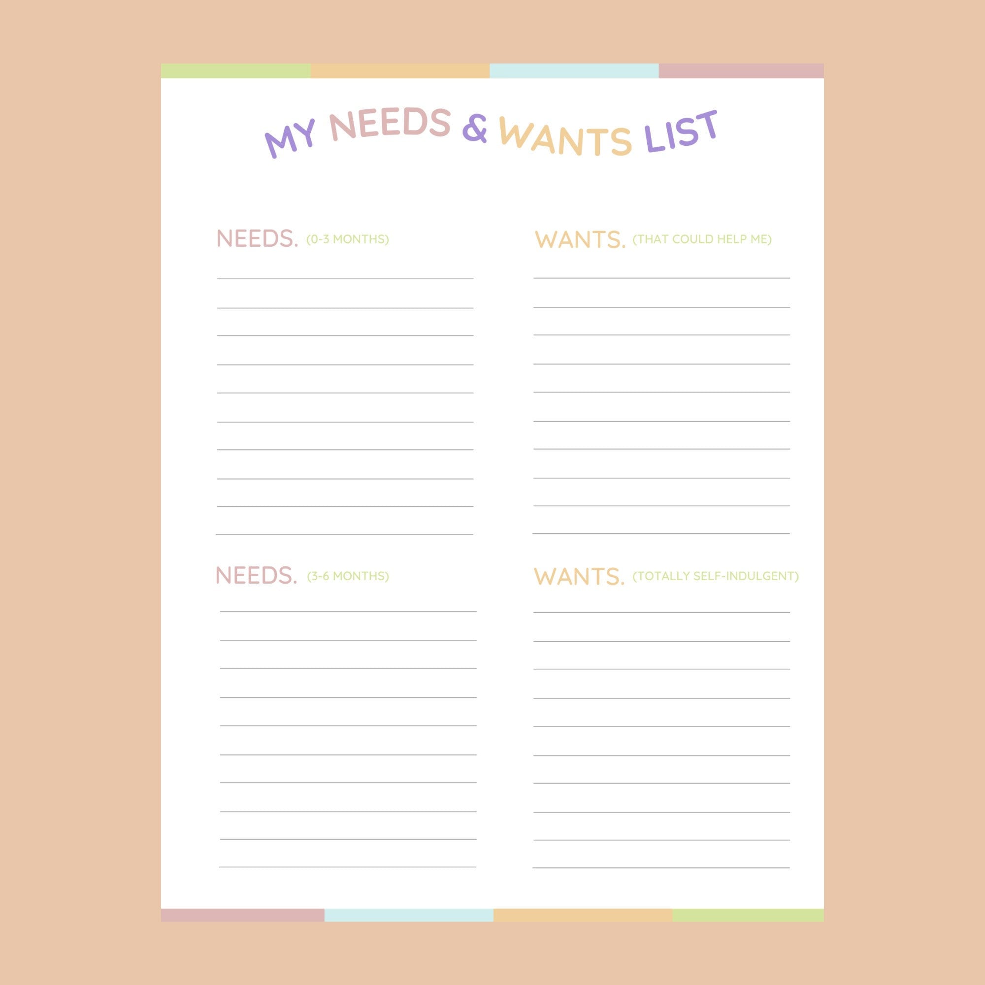 Wants And Needs List