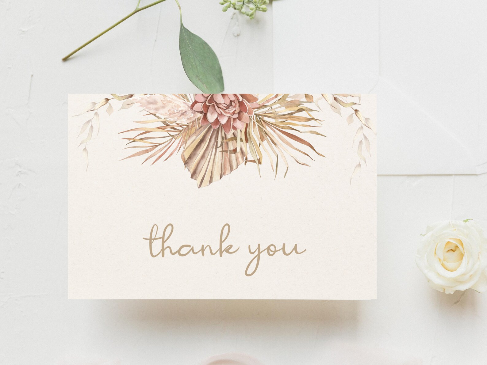 Boho Printable Thank You Card Boho Thank You Cards Business | Etsy
