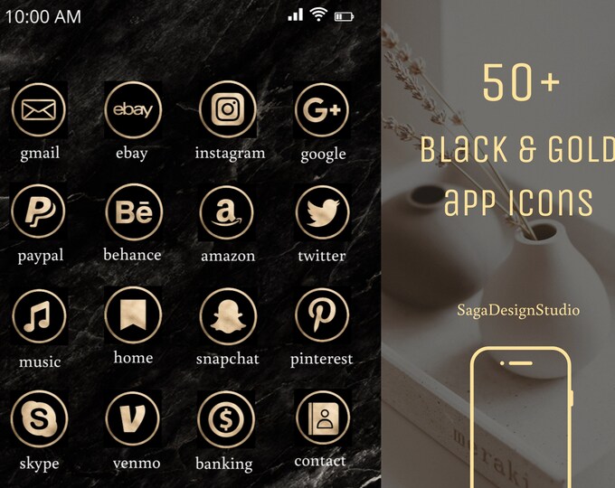 50 IOS Gold Icon Pack iPhone IOS14 App Icons Pack Aesthetic - Etsy
