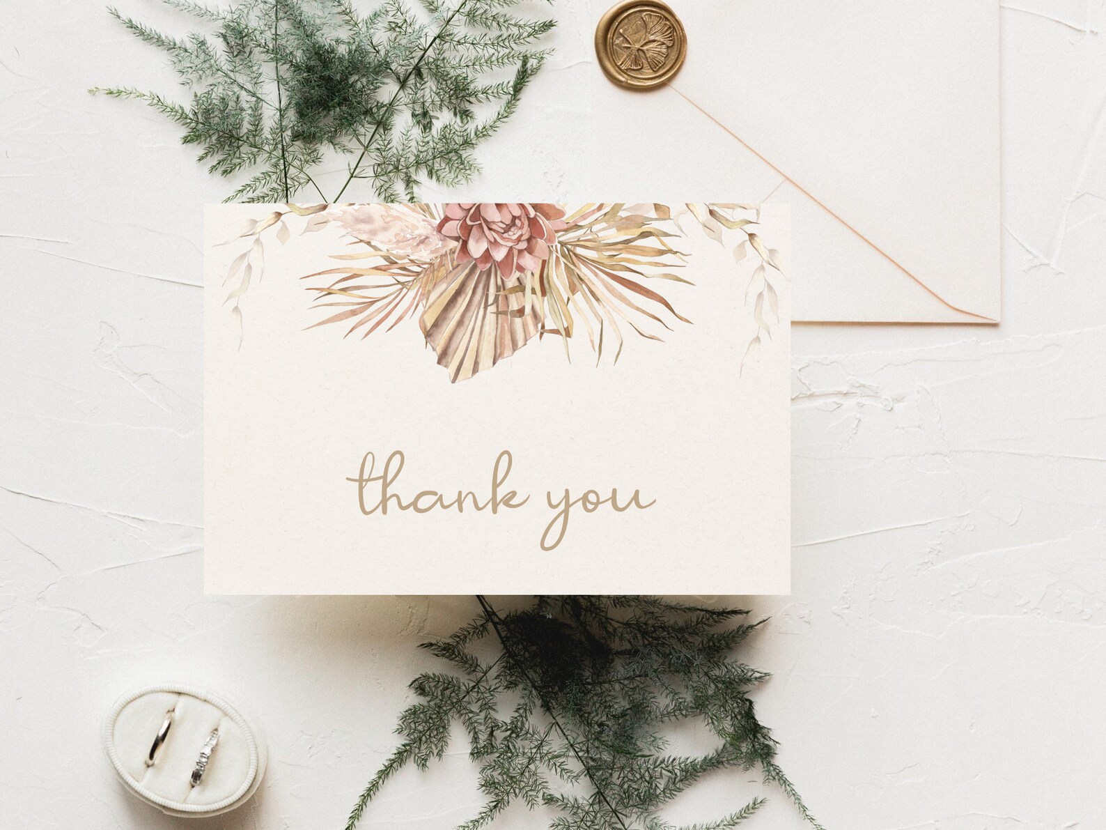Boho Printable Thank You Card, Boho Thank You Cards Business, Boho ...