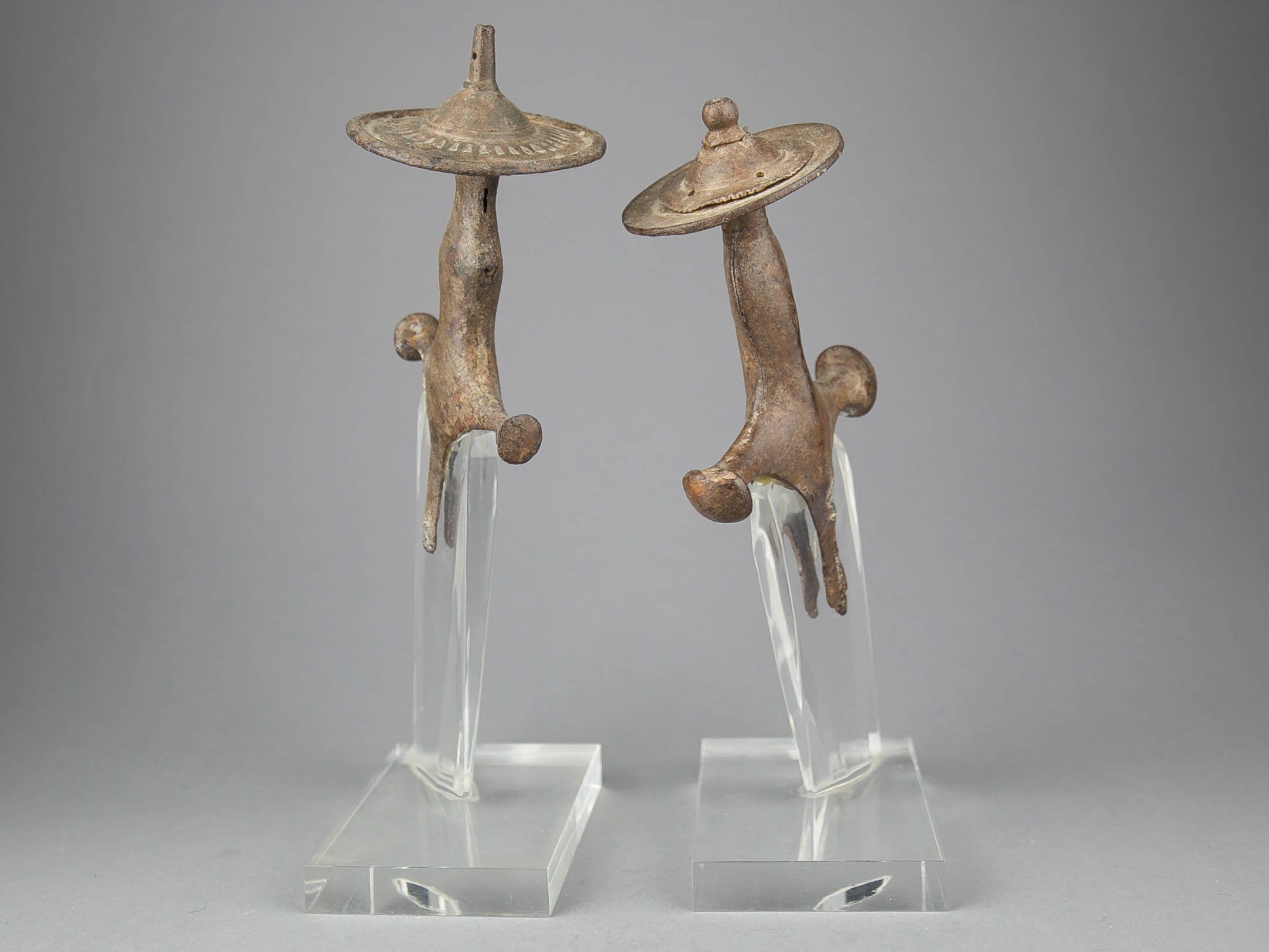 Two Antique Indian Talwar Sword Hilts With Custom Display Stand Stand ...