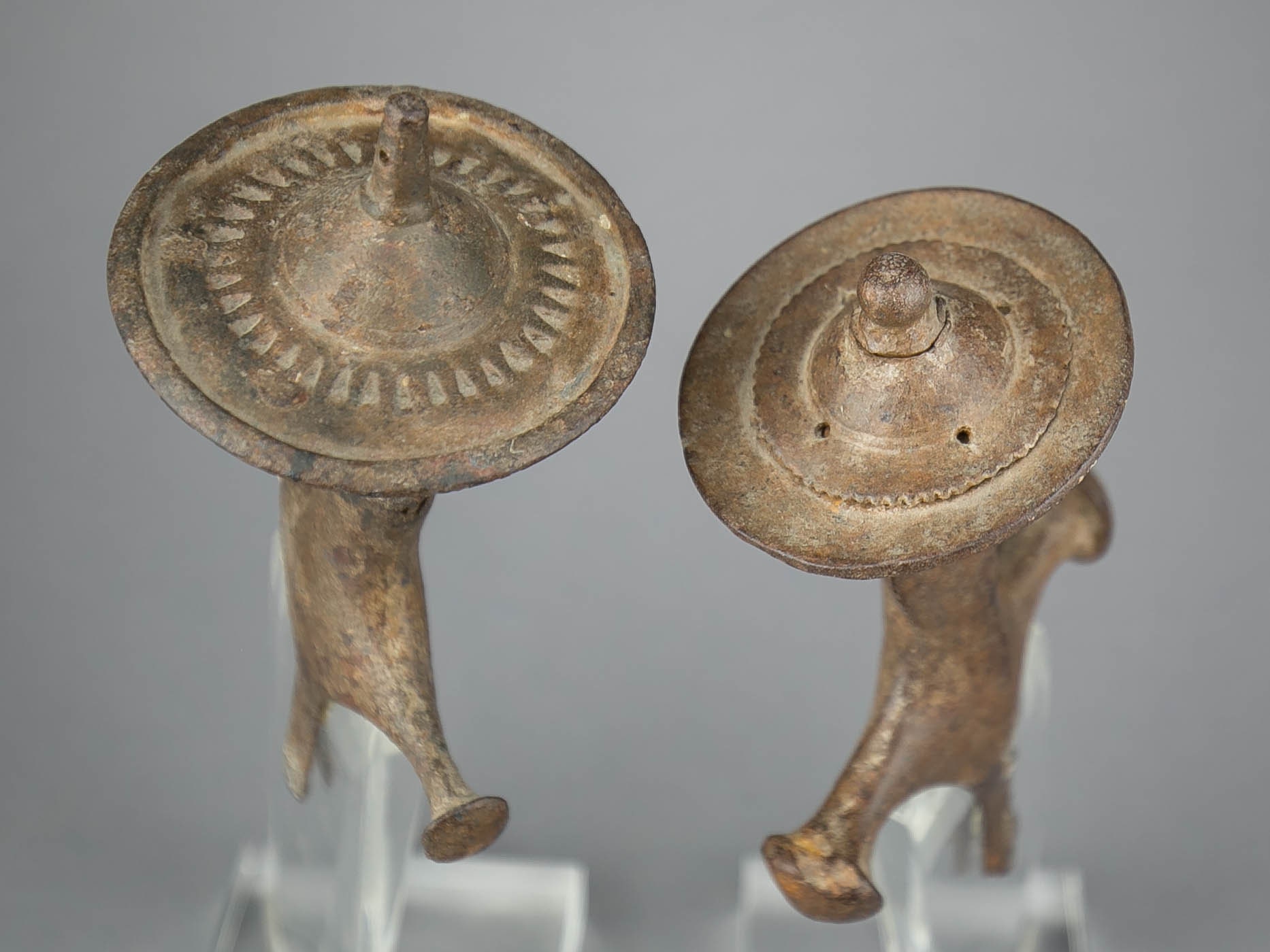 Two Antique Indian Talwar Sword Hilts With Custom Display Stand Stand ...