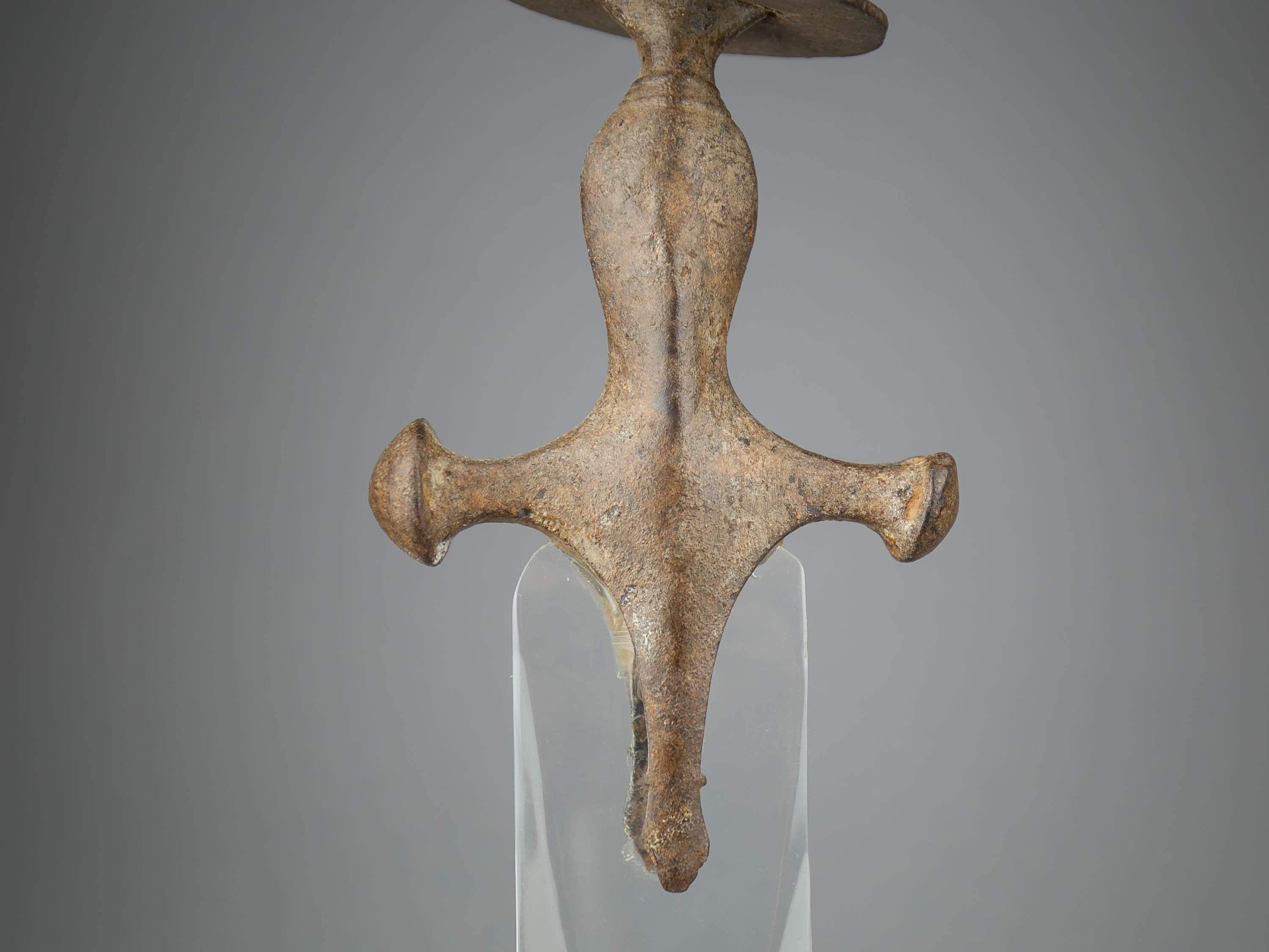 Two Antique Indian Talwar Sword Hilts With Custom Display Stand Stand ...