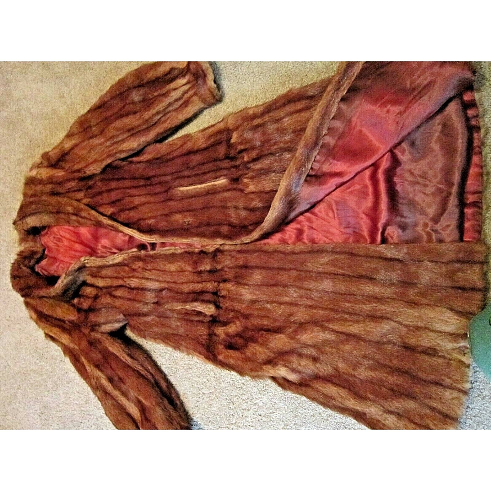 Natural Rust KOLINSKY MINK Fur Swing Abrigo Pequeño Chal Con Bandas ...