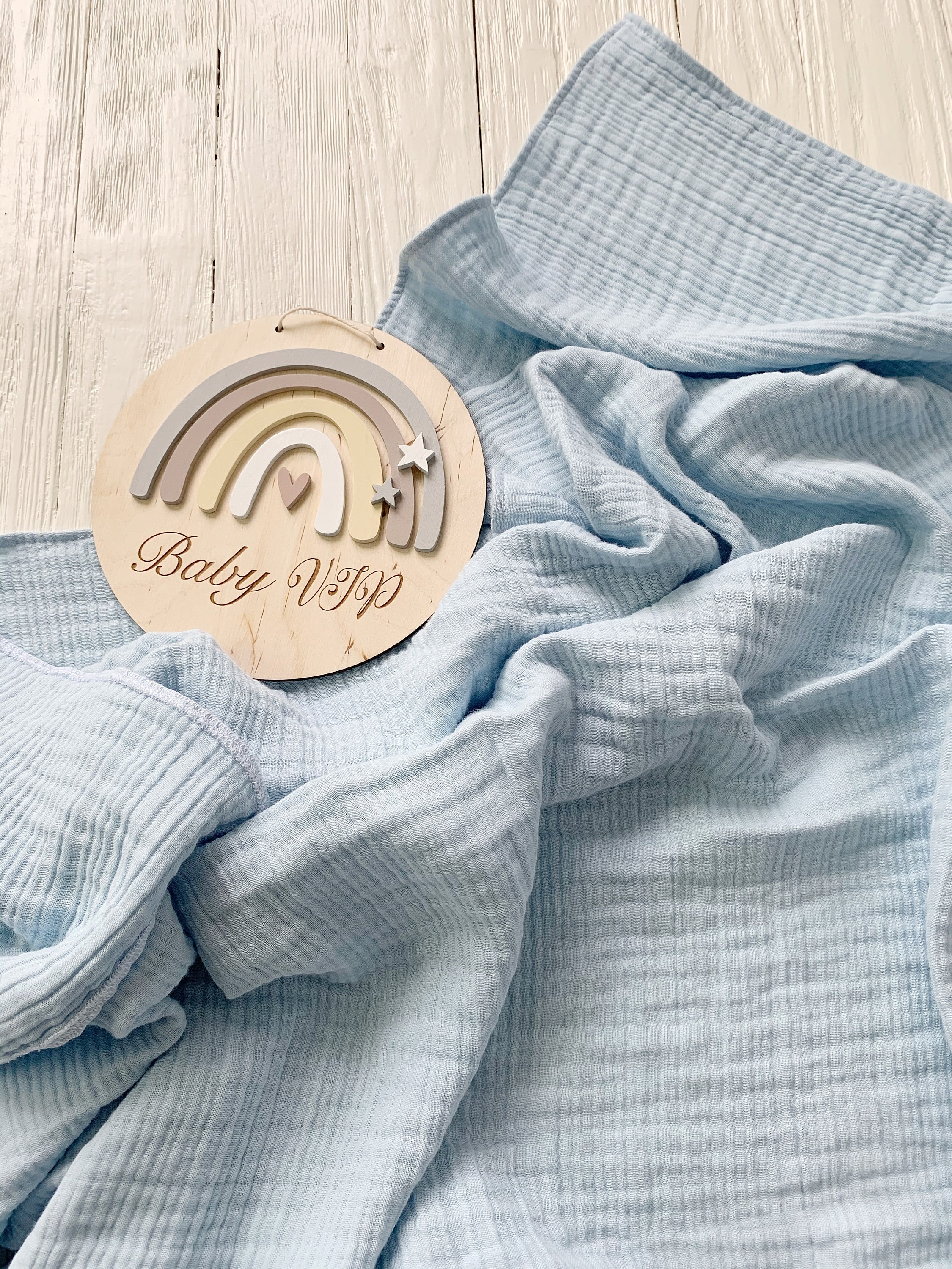 Light Blue Muslin Baby Blanket muslin blanket boy muslin | Etsy