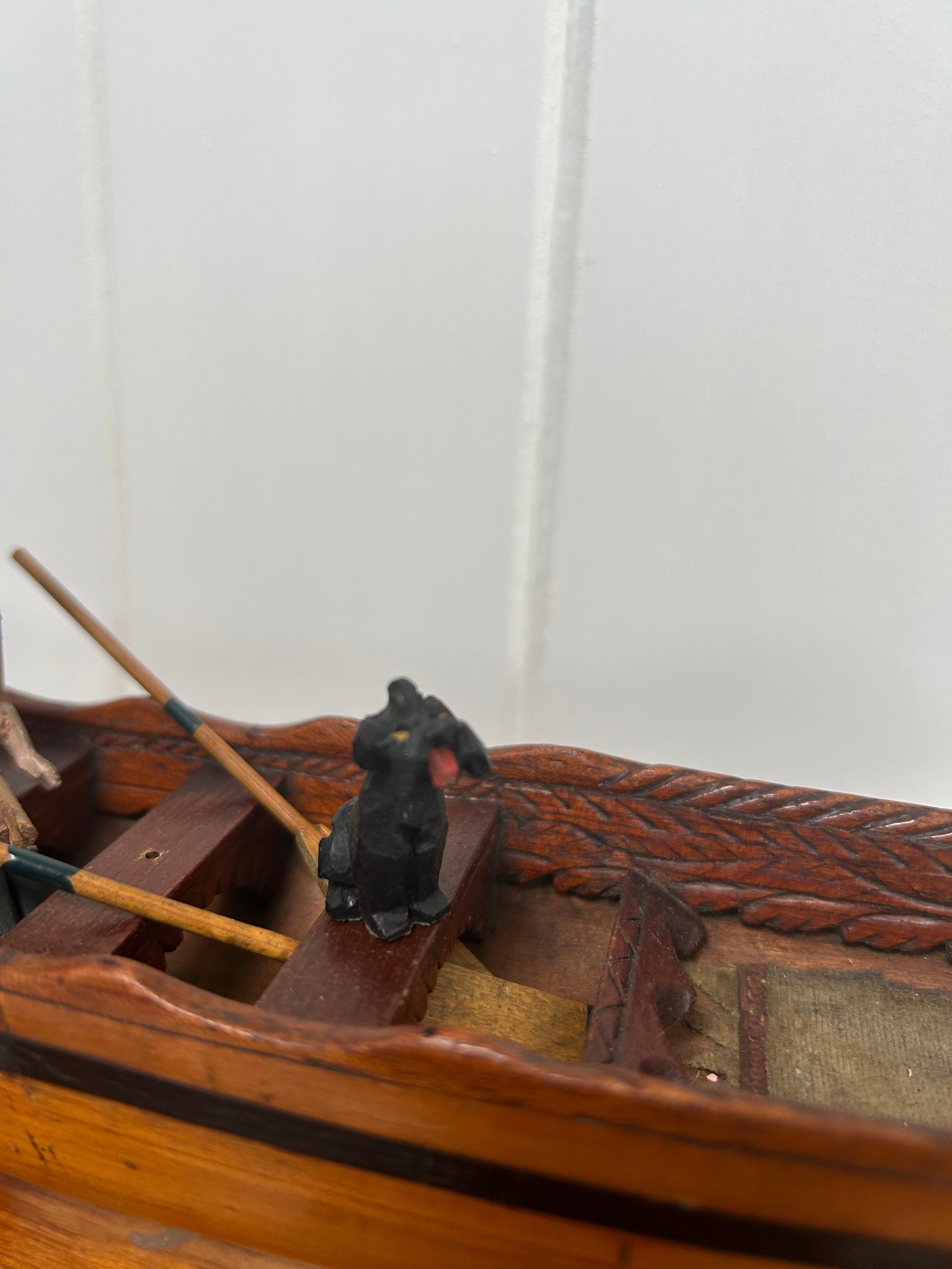 Antique Toy/model Rowing Boat With Rowers and Dog - Etsy