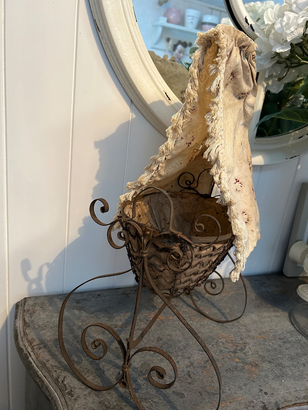 Early Metal Rocking Doll Bed With Canopy - Etsy