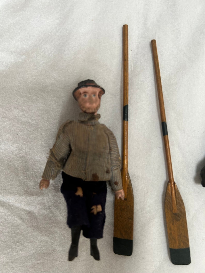 Antique Toy/model Rowing Boat With Rowers and Dog! - Etsy
