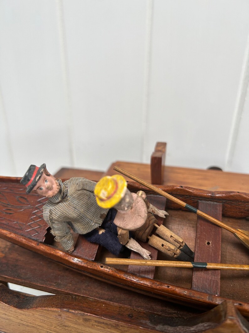 Antique Toy/model Rowing Boat With Rowers and Dog! - Etsy
