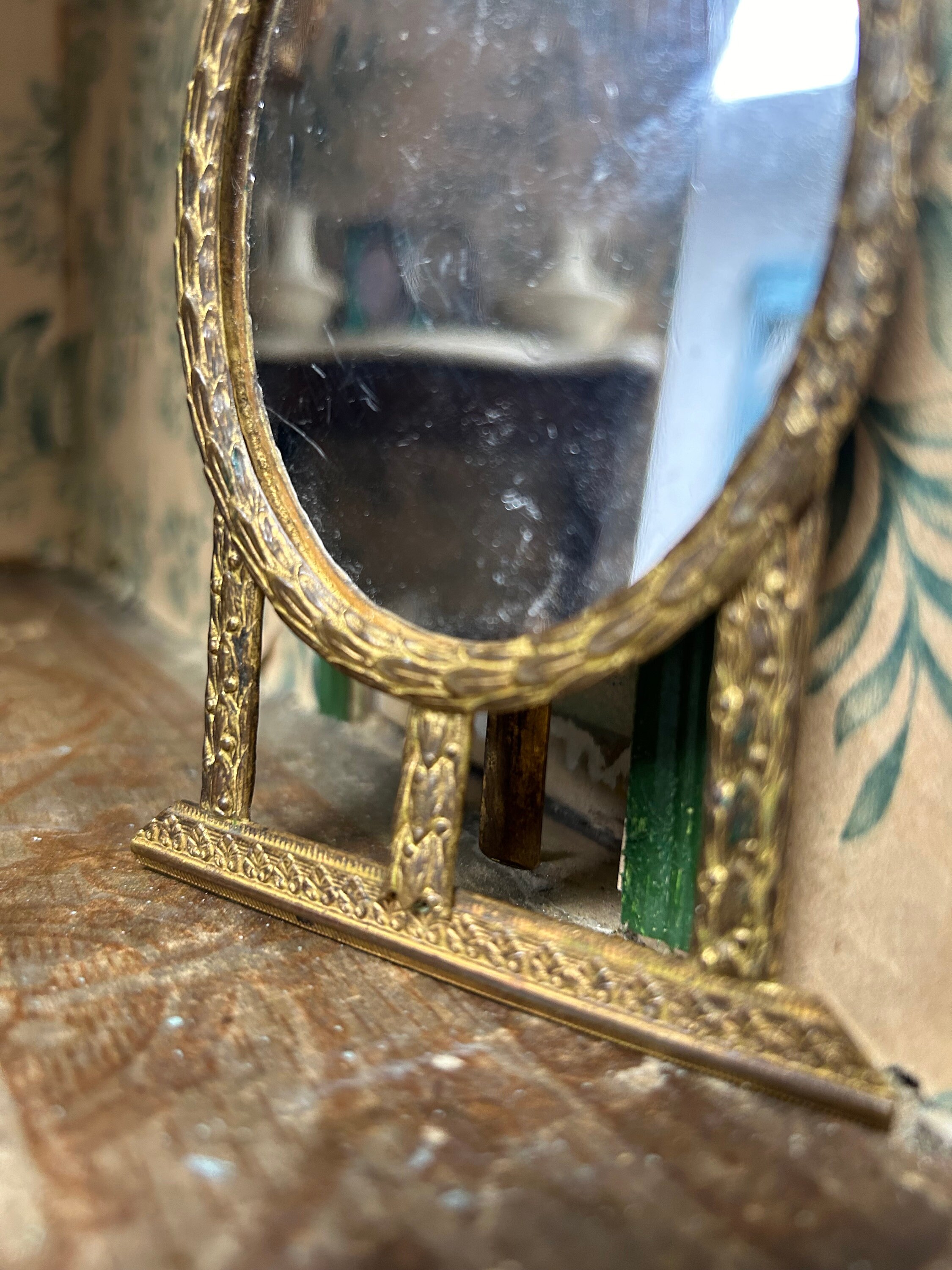 Antique Decorative Metal Free Standing Dolls House Oval Mirror - Etsy