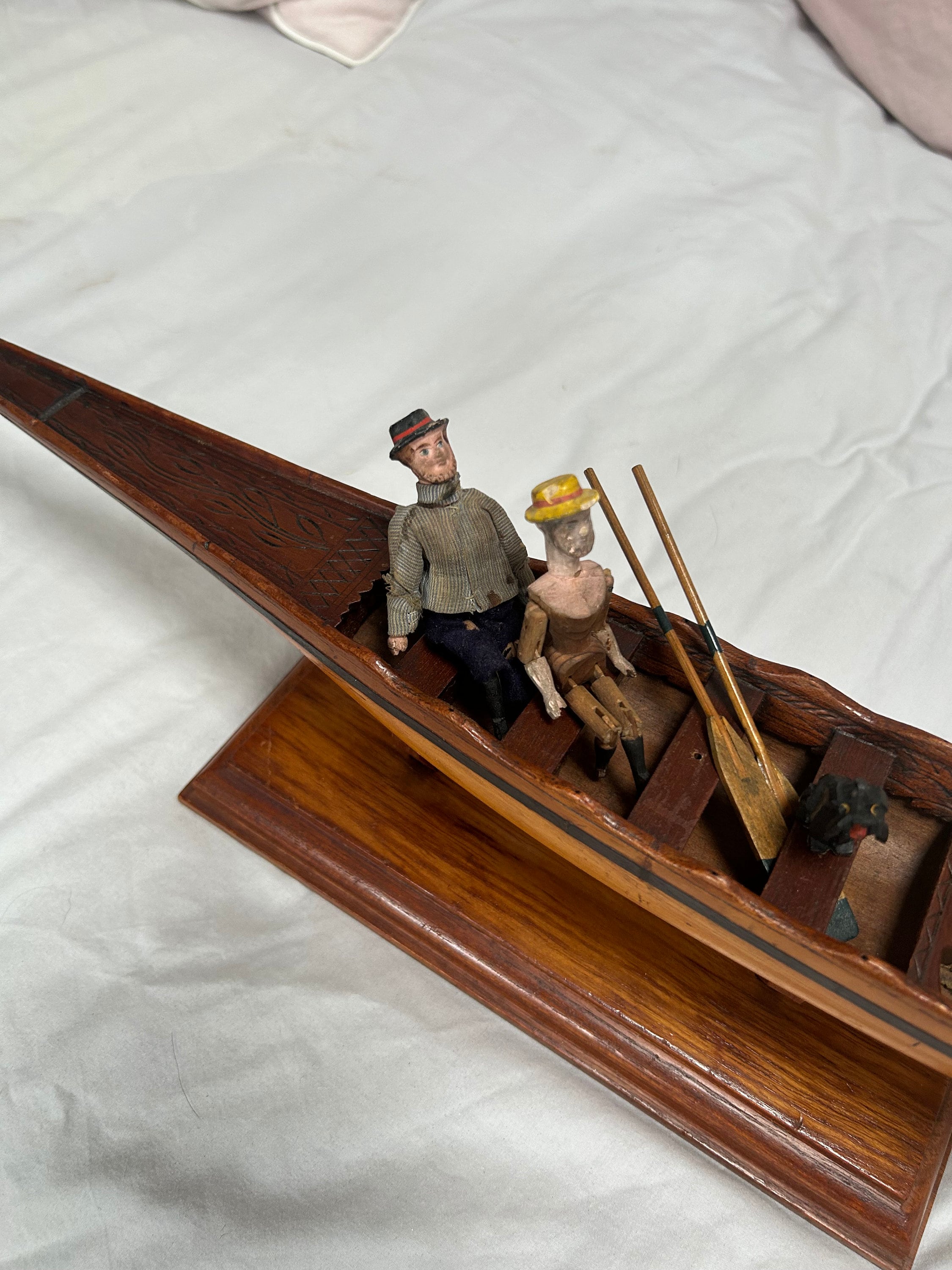 Antique Toy/model Rowing Boat With Rowers and Dog - Etsy