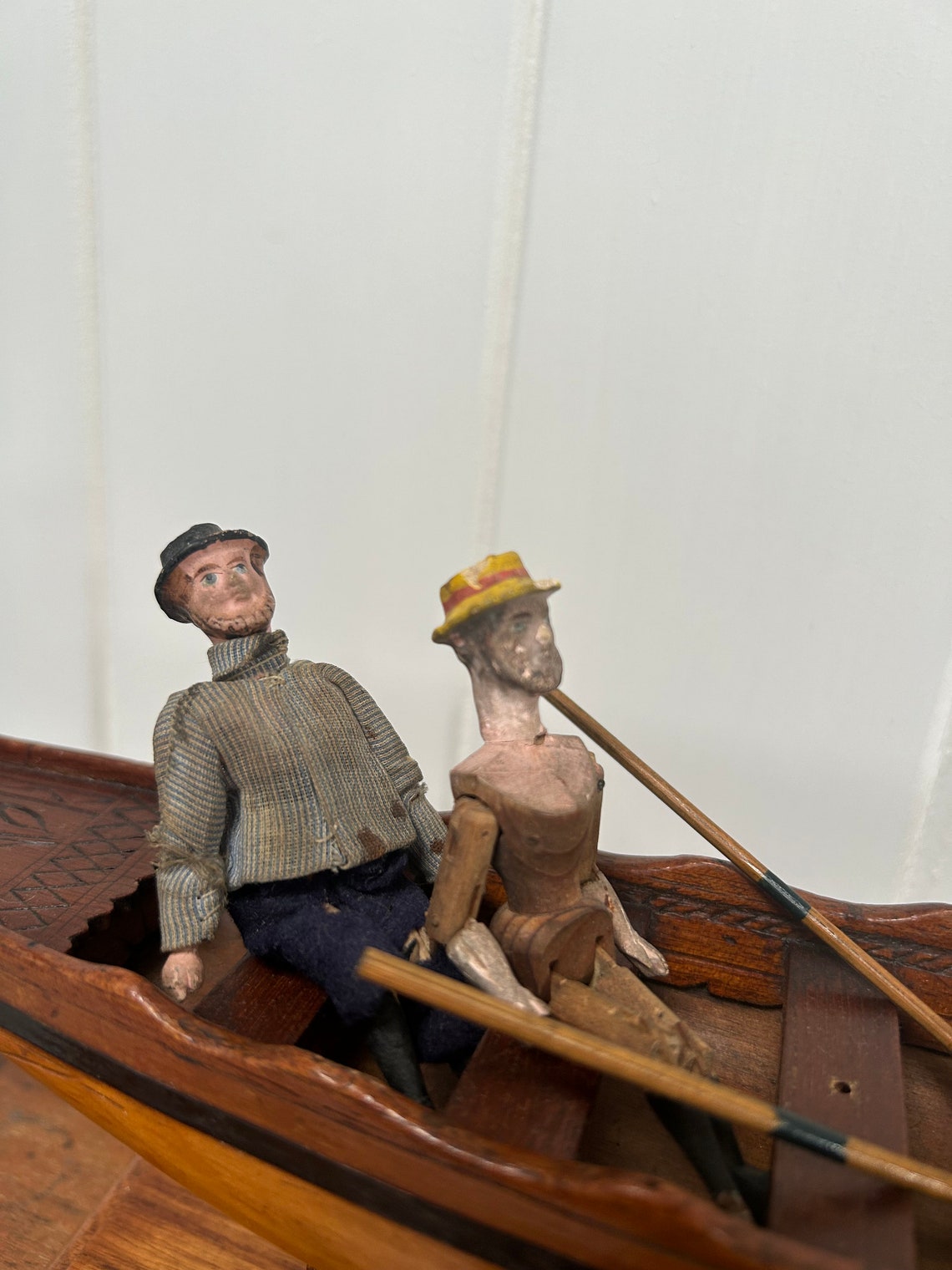 Antique Toy/model Rowing Boat With Rowers and Dog - Etsy