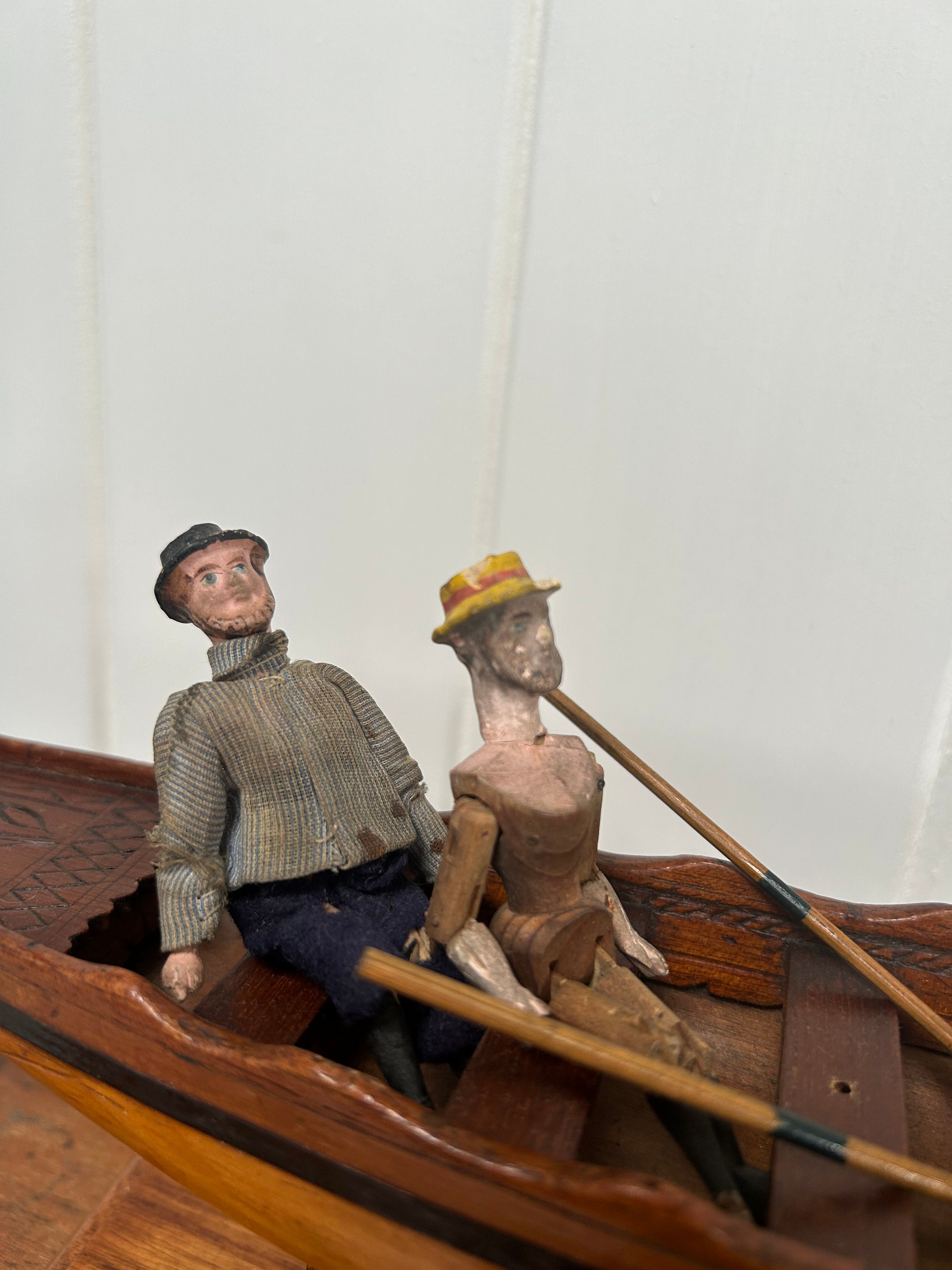 Antique Toy/model Rowing Boat With Rowers and Dog - Etsy